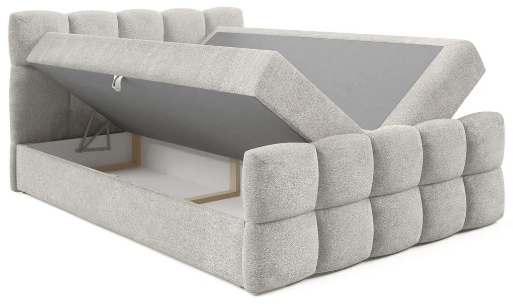 Kontinentální postel 140x200 ISEMBARD - smetanová + topper