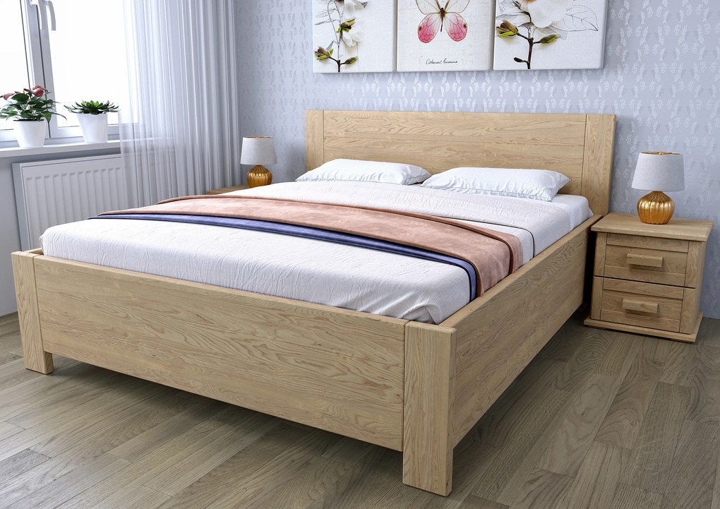 Jasanová postel Ivana s úložným prostorem