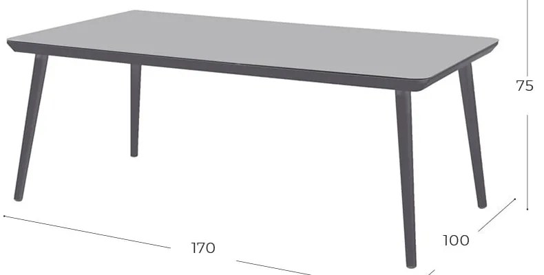 Šedý zahradní jídelní stůl Hartman Sophie, 170 x 100 cm
