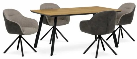 Jídelní stůl 160x90x76 dýha ostín dub kovové nohy černý lak HT-532 OAK
