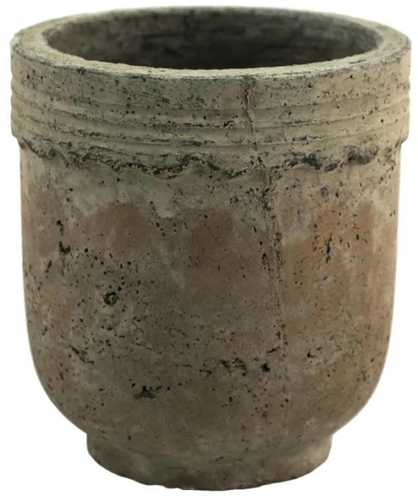 Béžovo-hnědý cementový květináč s patinou Romein – 19x20 cm