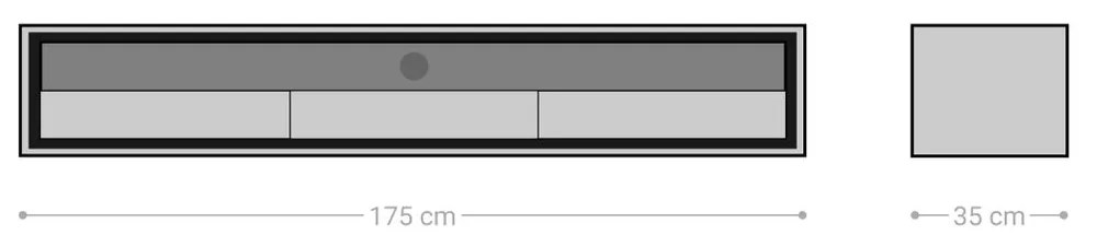 DELIFE TV stolek Stonegrace 175 cm akácie hnědá kamenná dýha 3 zásuvky 1 přihrádka závěsný