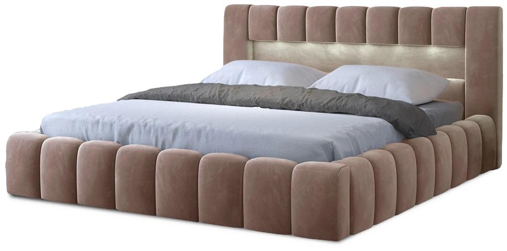 Eltap Čalouněná postel Lamica s úložným prostorem - dřevo Materiál a barva potahu: Monolith 84 - šedá, Rozměry (cm): 160x200