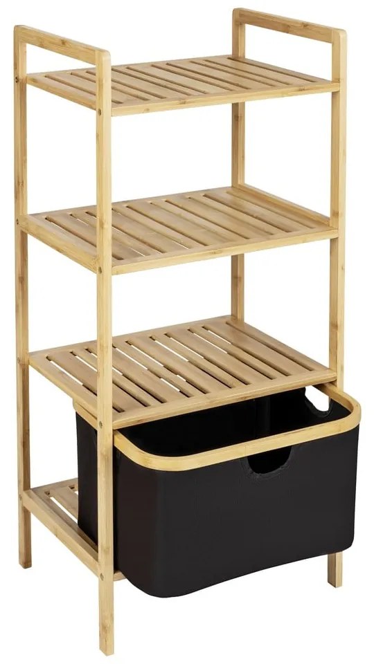 Černý/přírodní bambusový koupelnový regál 44x93,5 cm Ecori – Wenko