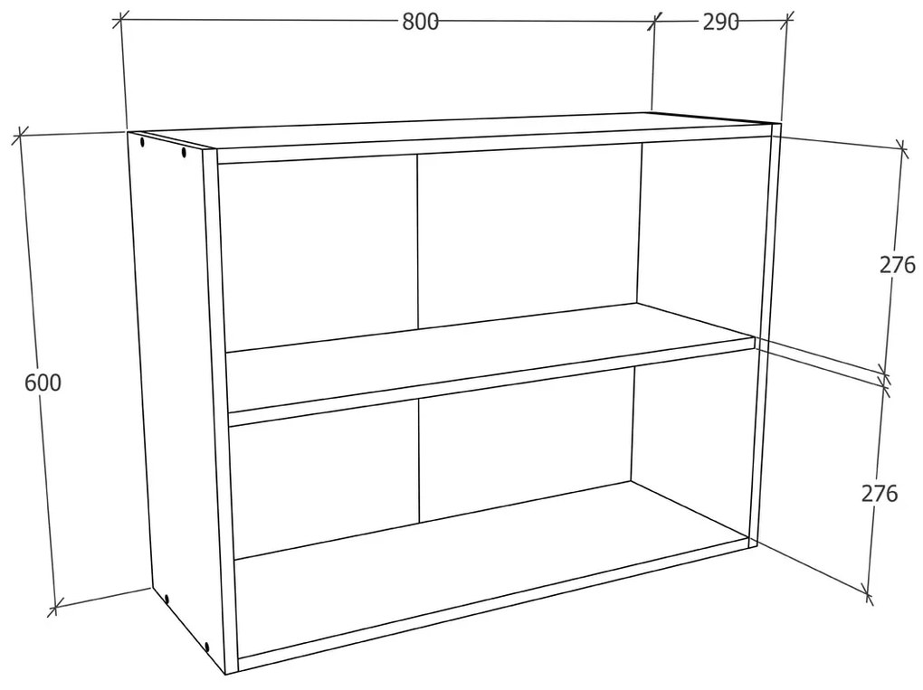 VCM Horní kuchyňská skříňka Esilo, 80 cm, 2 skleněná dvířka, bílá