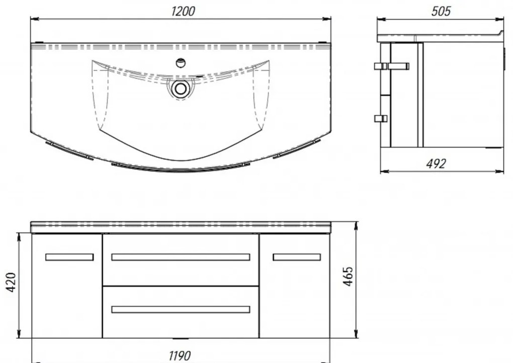 Lavedo Vanessa Olive 120 koupelnová skříňka s umyvadlem