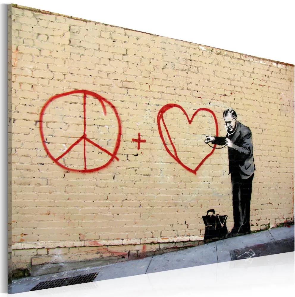Obraz na plátně Bimago - Peace and love doctor (Banksy) 60x40 cm