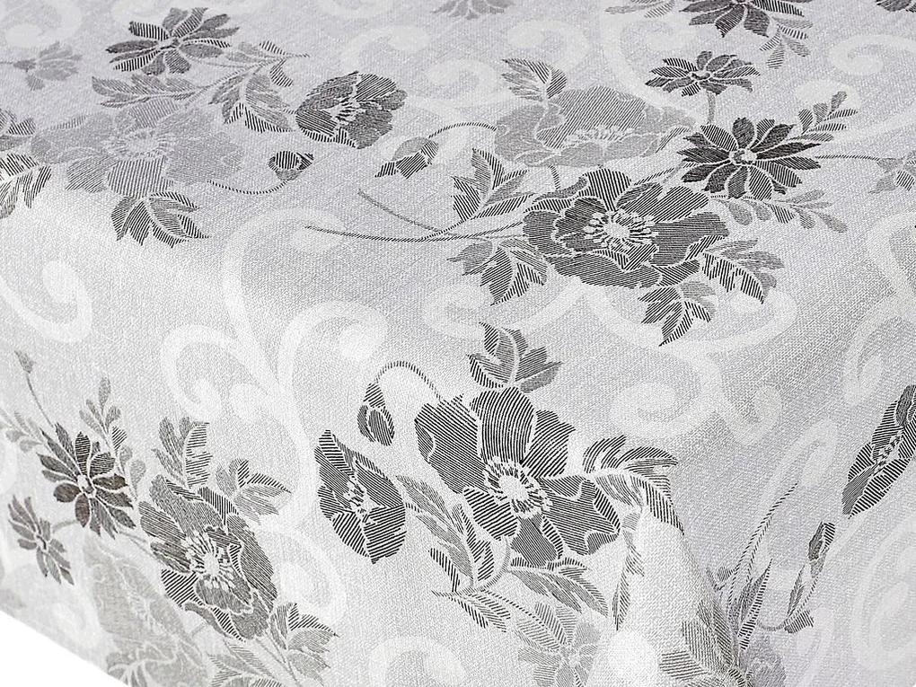 Škodák PVC ubrusovina s textilním podkladem vzor Šedé květy – metráž šířka 140cm