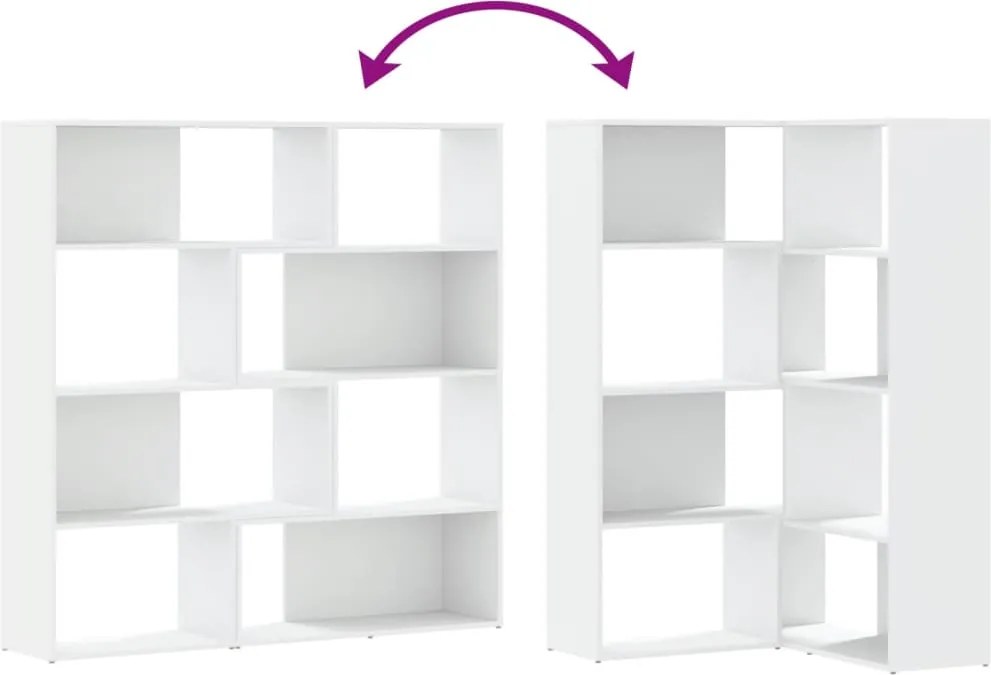 Rohová 4patrová knihovna bílá 85 x 85 x 140 cm kompozitní dřevo 3307810