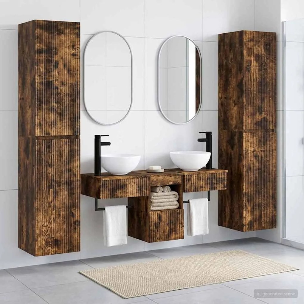Sada koupelnového nábytku 5 ks Kouřový dub 33 x 34,5 x 160 cm 3406008