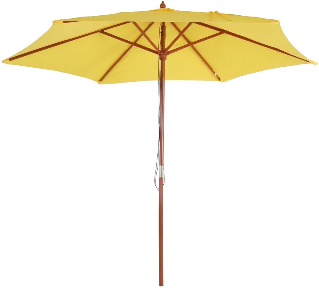 Slunečník Florida Ø 3 m - polyester/dřevo - žlutá