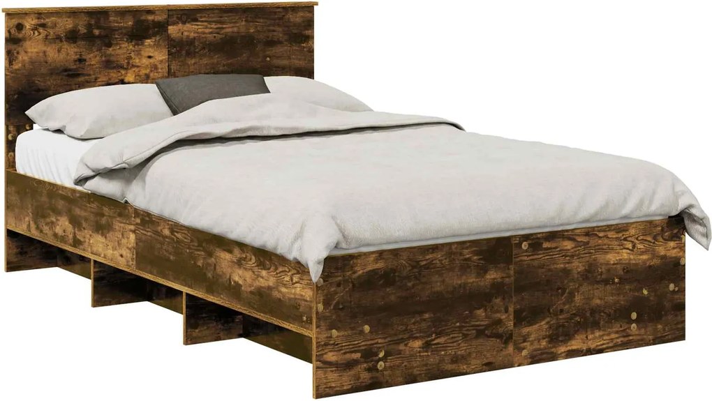 Rám postele s čelo Kouřový dub 120 x 123 cm Kompozitní dřevo 3408876