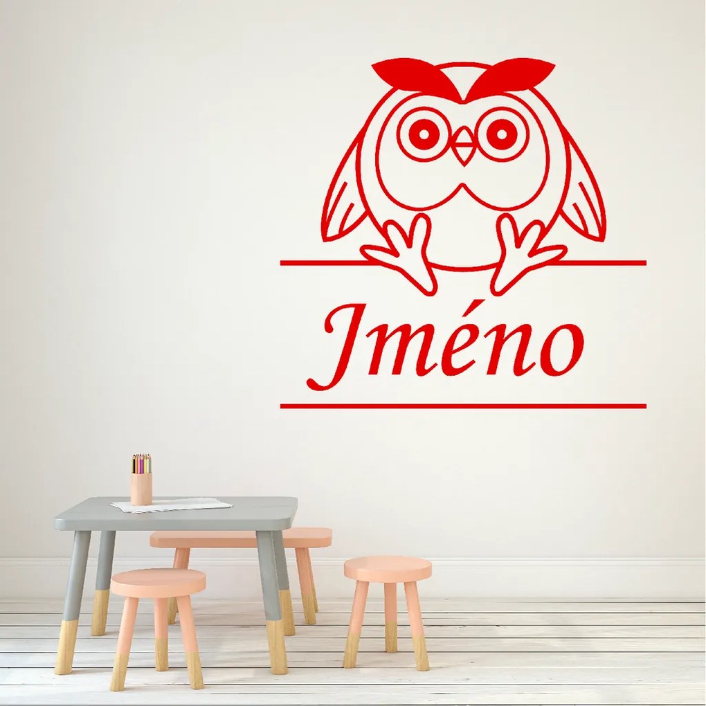 Živá Zeď Samolepka na zeď Sova se jménem Barva: černá
