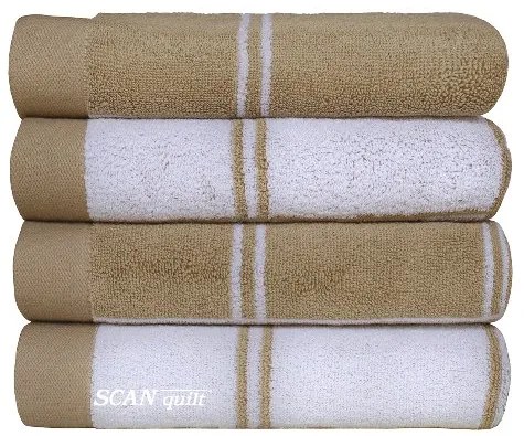 SCANquilt ručník BASIC béžovobílá 50 x 100 cm