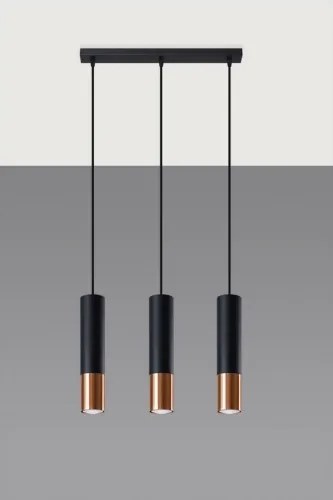 Závěsné svítidlo SOLLUX Loopez 3L GU10 3x40W bez zdroje ocel černá/měděná SL.0948