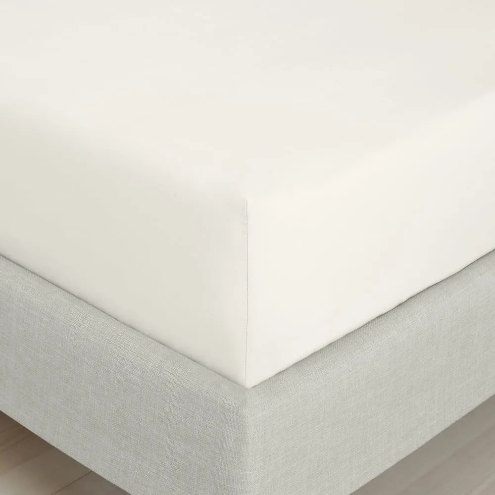 Krémové napínací prostěradlo z bavlněného perkálu 150x200 cm Cotton Percale – Bianca