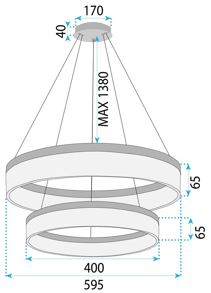 Toolight Toolight, LED závěsné osvětlení 60cm, 60W, 3000K, LHJ049-CP2, zlatá, OSW-60028