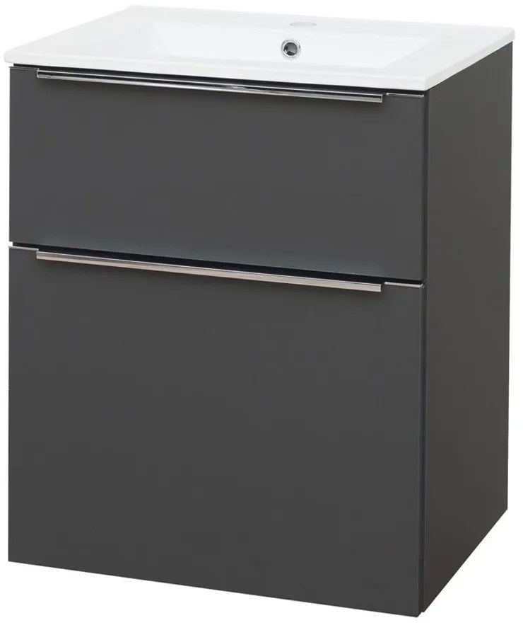 Mereo Mereo, Mailo, koupelnová skříňka s keramickým umyvadlem 61 cm, bílá, dub, antracit, CN530