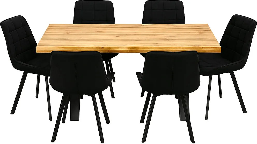 Vikio Jídelní set pro 6 osob 140x90 cm dub-černá VJS114-61C