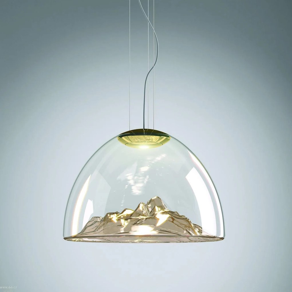 Axo light SPMOUNTAAMORLED Mountain View, designové svítidlo z foukaného ambrového skla / zlatá, 16W LED stmívatelné, prům. 55cm