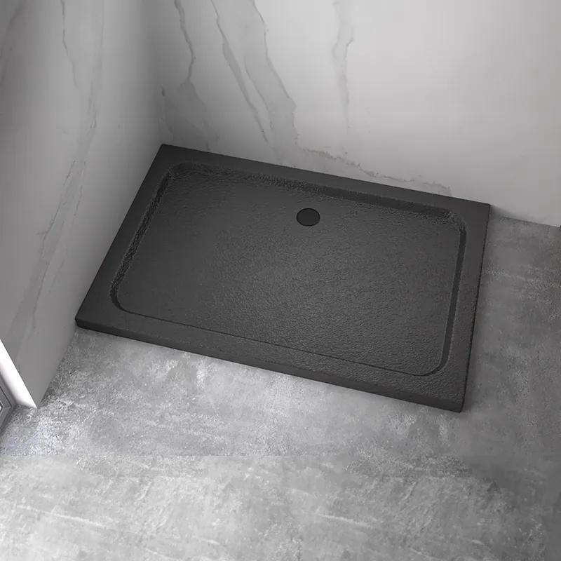 BPS-koupelny Obdélníková akrylátová sprchová vanička HYD-OSV-SILK 130x80 černá