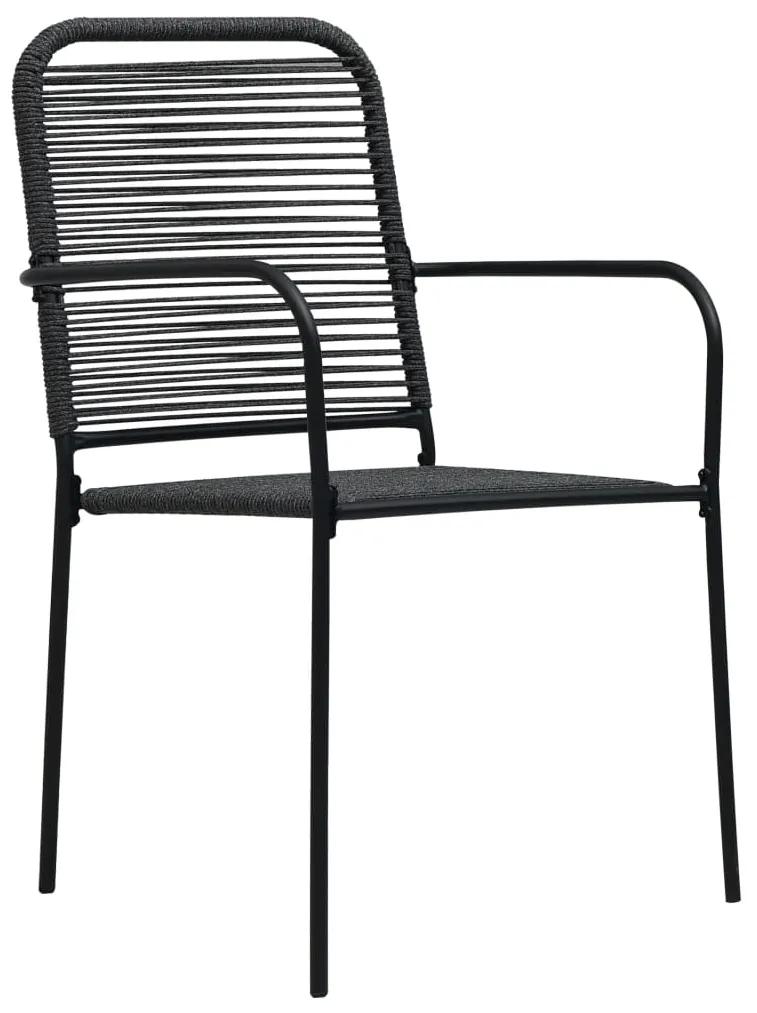 Zahradní židle 2 ks bavlněné provázky a ocel černé,  48568