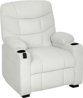 HOMCOM elektrické relaxační křeslo, sklopné, USB připojení, opěrka nohou, držák na nápoje, 94 x 90 x 105 cm, krémová