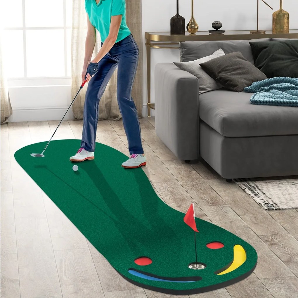 Costway Golfová podložka na odpalování se 3 odkládacími kelímky a 1 skládací