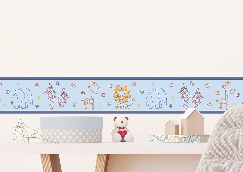 Dětská samolepící bordura na zeď Modrá Pohádka | 5 m x 13.8 cm | DWBD8053