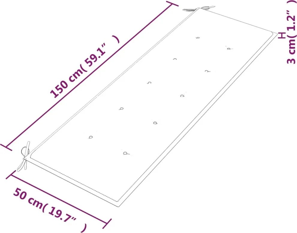 vidaXL Lavice Batavia s poduškou 150 cm masivní teakové dřevo [3100829] Barva: Šedá