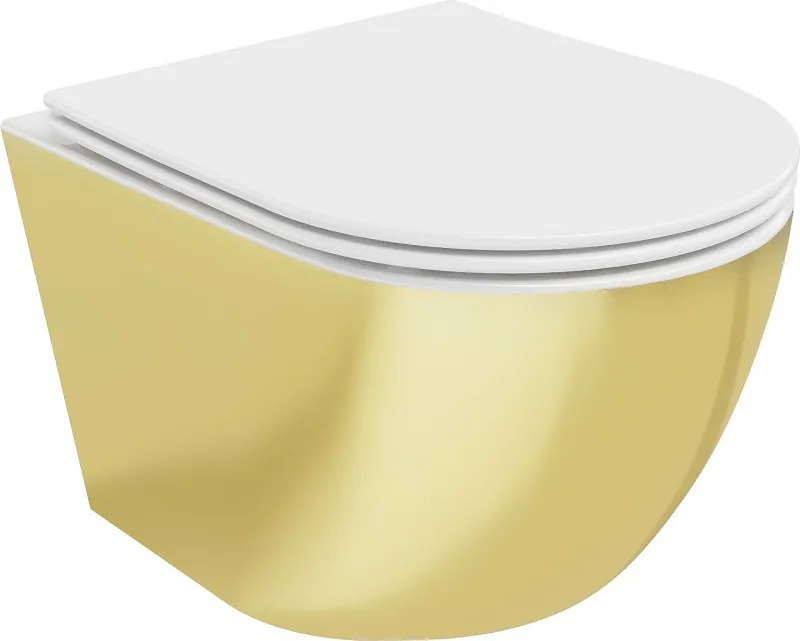 Mexen Lena, závěsná toaletní mísa 480x360x355 mm, bílá - zlatá, 30224006