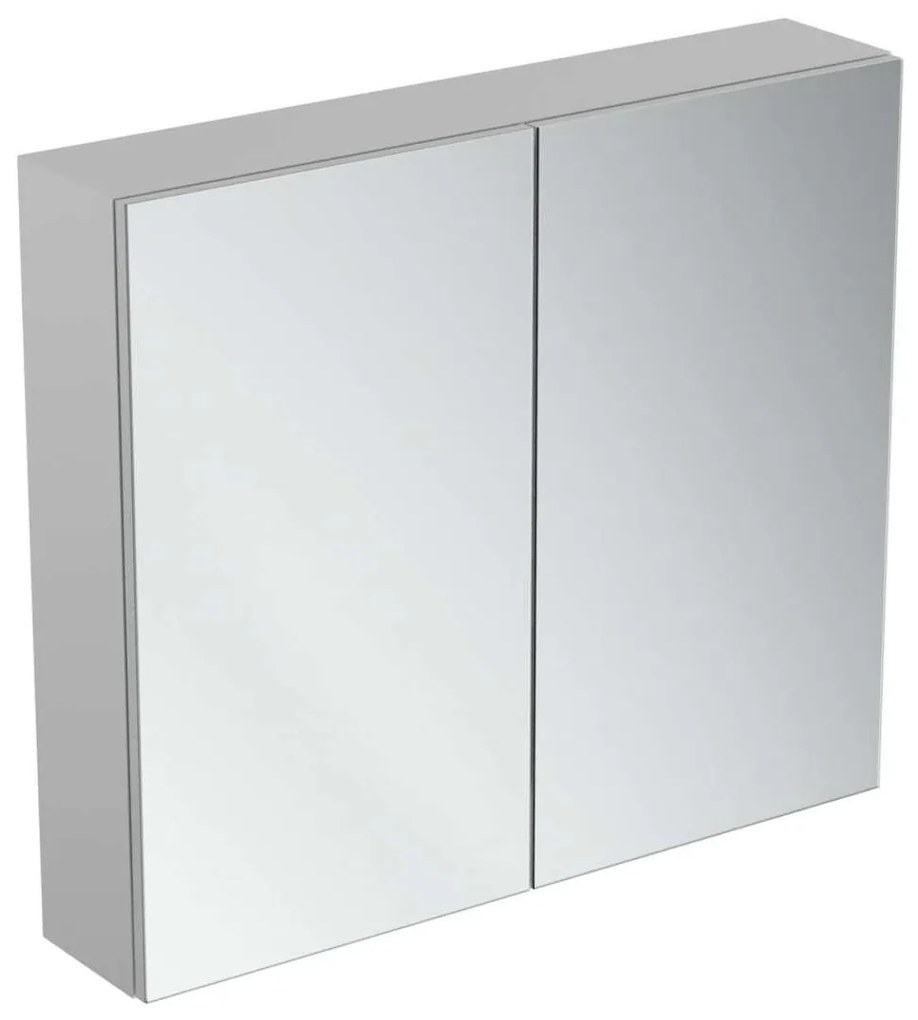 Ideal Standard Mirror&Light - Zrcadlová skříňka s LED osvětlením a zásuvkou, 80x70 cm, hliník T3442AL