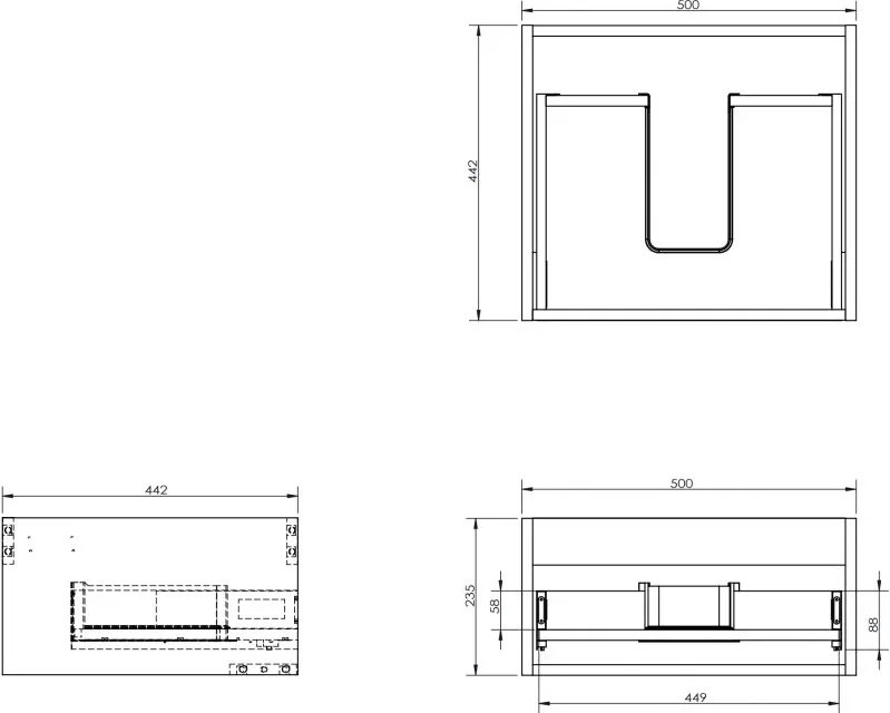 Mexen Box-A, závěsná skříňka 50 cm, 1 zásuvka, šedá matná, 91AX0-0500-235-1-62