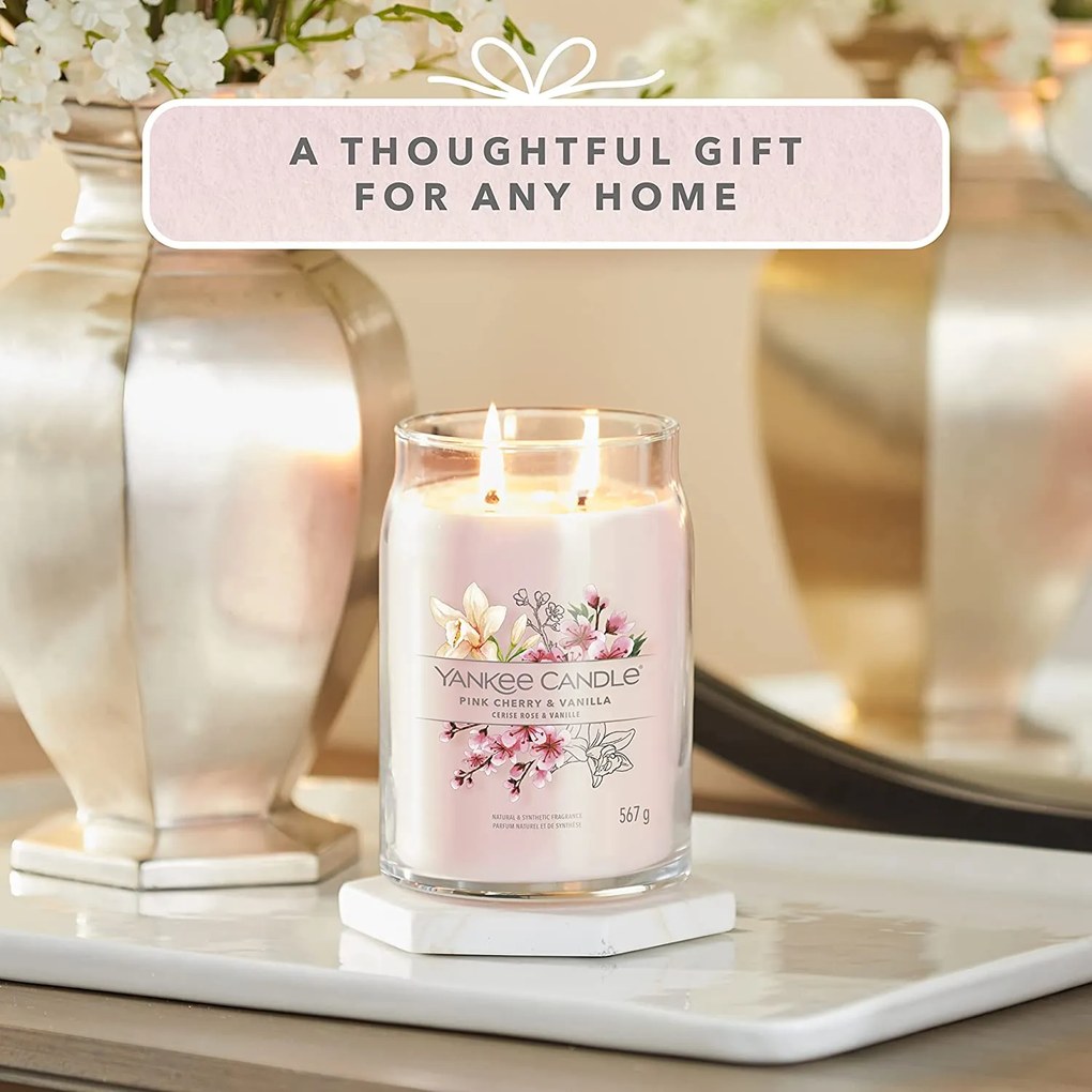 Yankee Candle vonná svíčka Signature ve skle velká Pink Cherry & Vanilla 567g