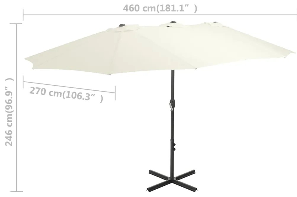 vidaXL Marketos Zahradní slunečník s hliníkovou tyčí 460 x 270 cm pískový