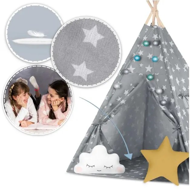 Bestent Dětský stan TeePee s polštářky Grey Sky