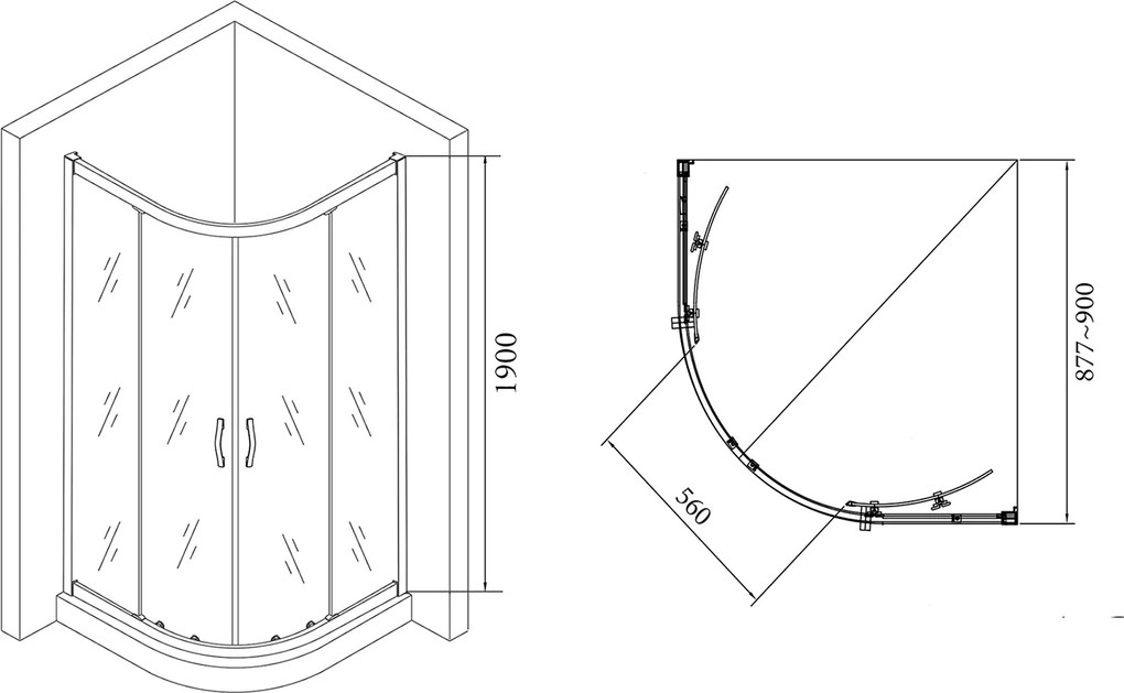 Gelco AKCE sprchový kout čtvrtkruhový 90 x 90 x 190 cm posuvné aluchrom sklo čiré AG4290