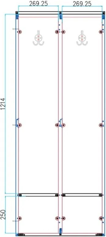 Dřevěná šatní skříňka S4 s podnoží, 4 oddíly, 1871 x 1200 x 500 mm, demont, RFID zámek, šedá/třešeň