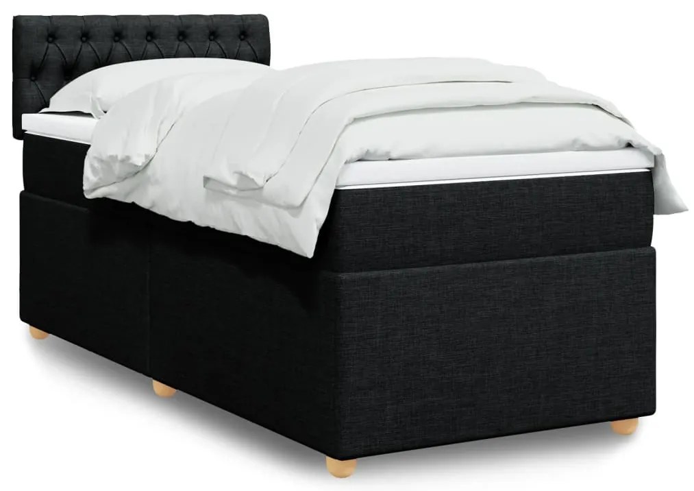 Box spring postel s matrací černá 90x200 cm textil 3286572