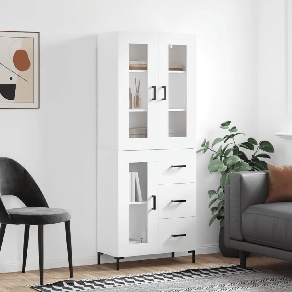 Skříň highboard bílá 69,5 x 34 x 180 cm kompozitní dřevo