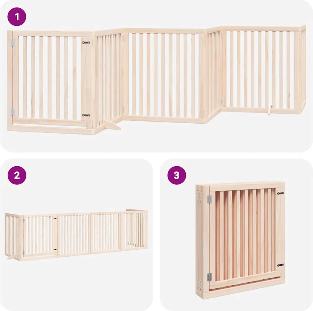 Zábrana pro psy s dvířky skládací 6 panelů 480 cm topol 3155669