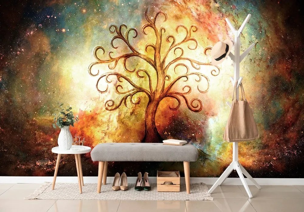 Samolepící tapeta strom života s abstrakcí vesmíru - 150x100 cm