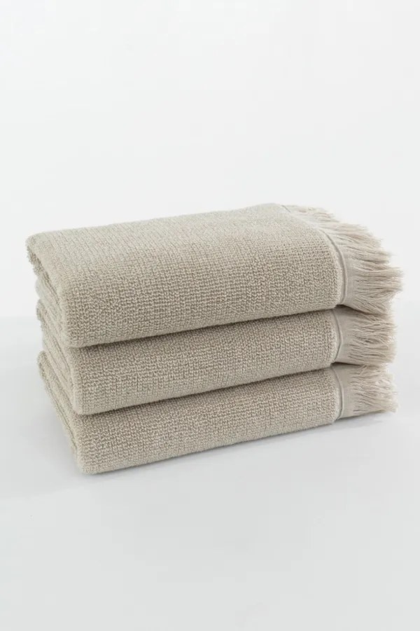 Soft Cotton Malý ručník FRINGE 32x50 cm Světle béžová, 550 gr / m², Česaná prémiová bavlna 100% DOBBY
