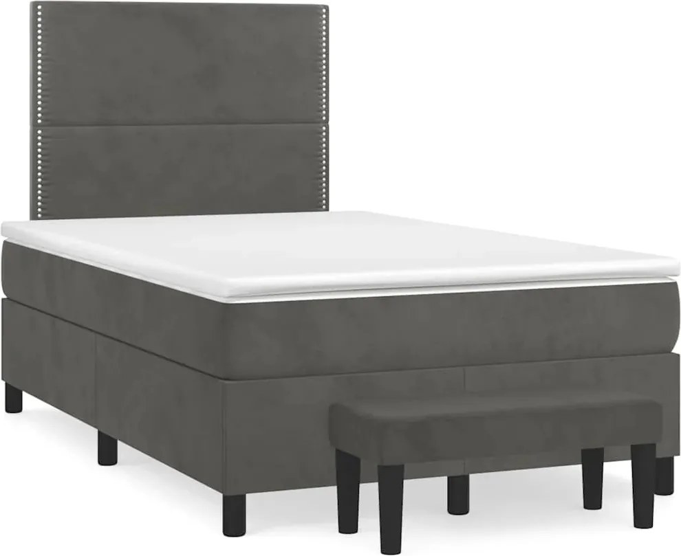 Box Spring Postel S Matrací Samet Tmavě Šedá Hladké s hřebíky 120 x 190 c