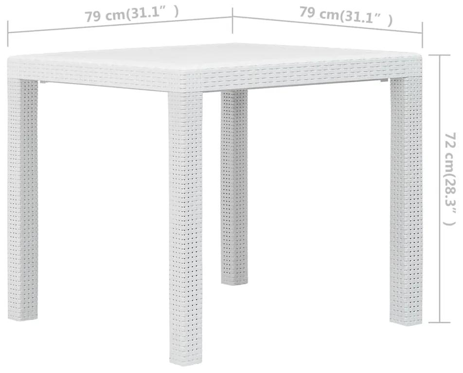 Zahradní stůl bílý 79 x 79 x 72 cm plastový ratanový vzhled - Default Title