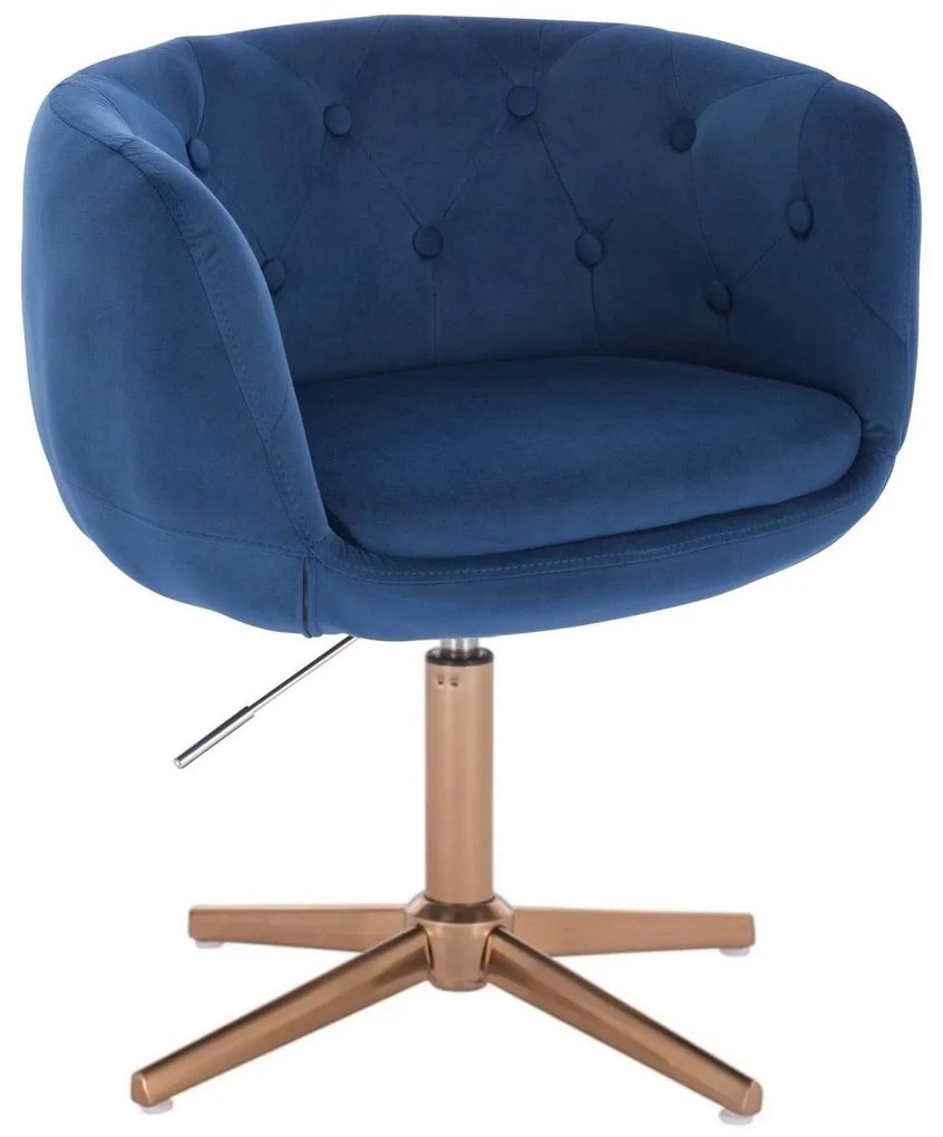 LuxuryForm DESIGN Otočné křeslo MONTANA VELUR na zlatém kříži - modré