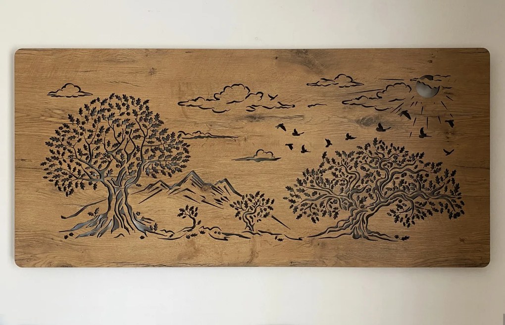 Li-Go "Čtyři duby" světelný obraz 230V 130x60 cm provedení povrchu: bříza