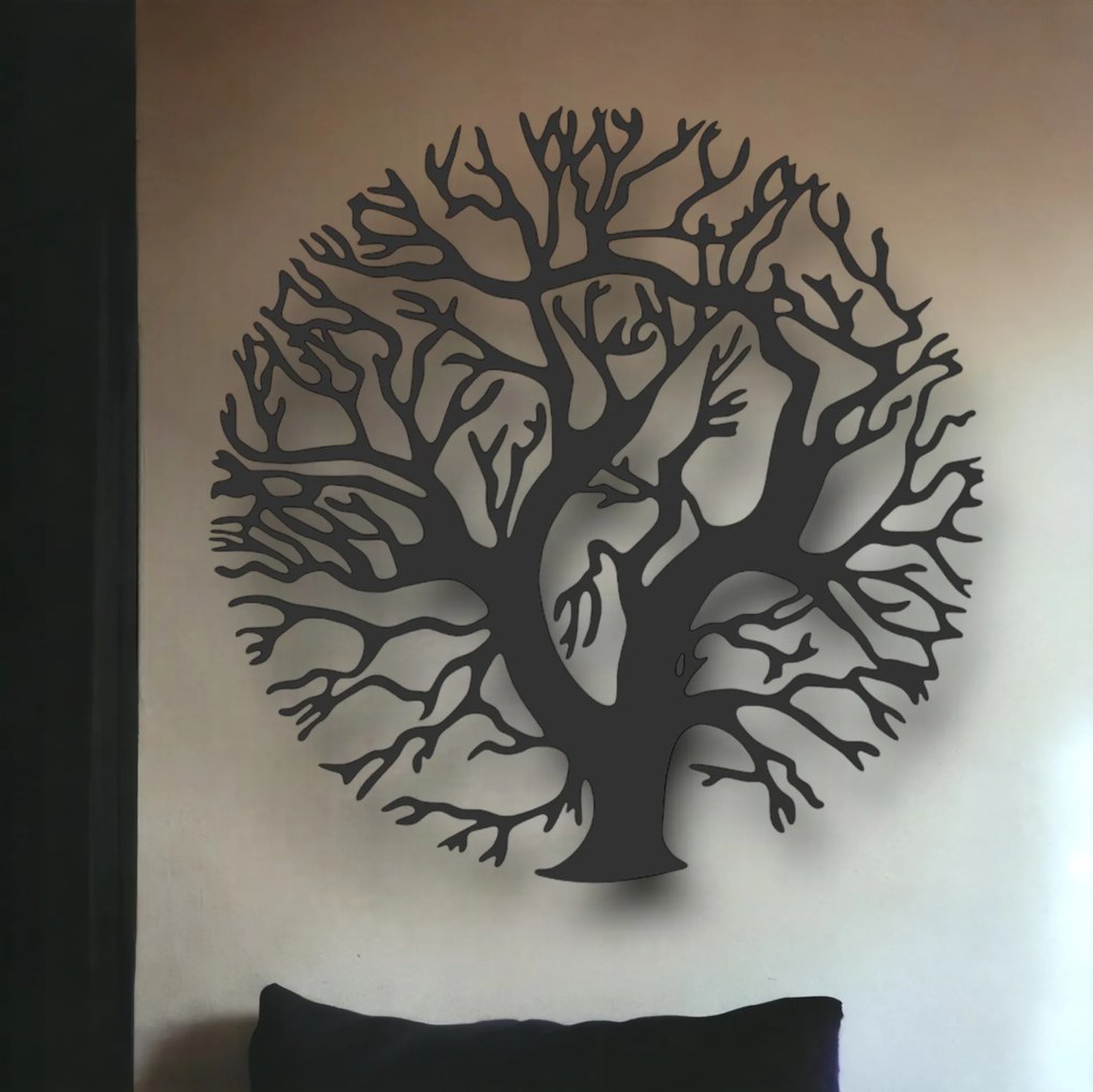 Strom života 3 - kovový obraz na zeď Velikost: 100cm, Barva: Black