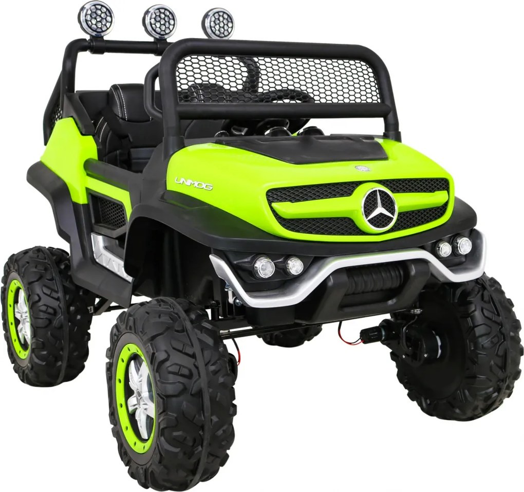 Ramiz Mercedes Benz Unimog elektrické autíčko pro děti zelené + pohon 4x4