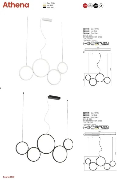 Redo 01-3382 - LED Stmívatelný lustr na lanku ATHENA LED/40W/230V CRI98 bílá